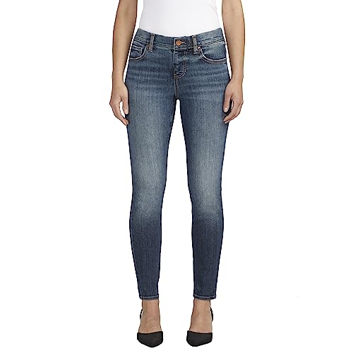JAG Jeans Women's Maya Mid Rise Skinny Leg Jeans, Night Flight Blue, 4