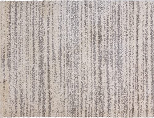 Gertmenian Air Shag Fresh Collection , Classic Plush Microfiber Shag Rug , Bedroom Nursery Living Room Dining Room Dorm Room , 8x10 Ft Large, Vintage Abstract Lines, Gray, 18606