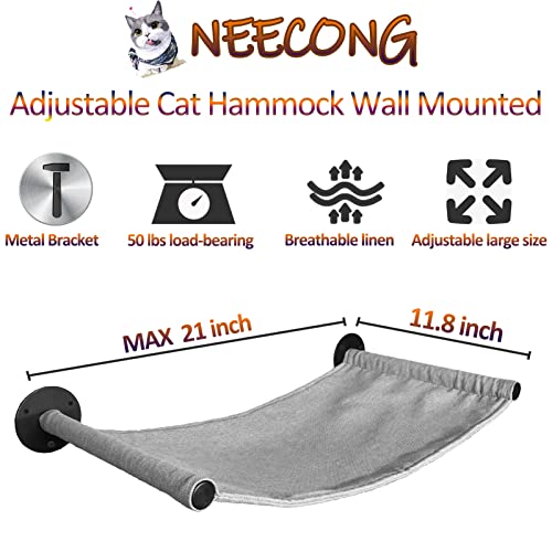 NEECONG Cat Hammock Wall Mounted Cat Wall Shelves Furniture for Sleeping, Playing, Climbing, and Lounging - Metal Bracket Easily Holds up to 45 lbs…