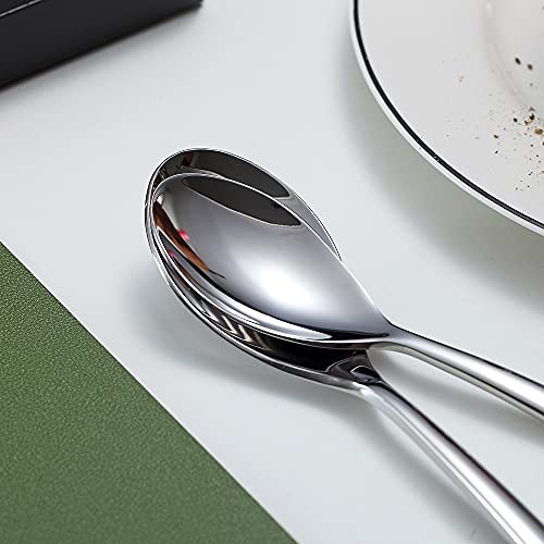 Dinner Spoons 6 Piece, 8.1'' Stainless Steel Tablespoons, Soup Spoons, Dessert Spoons, Spoons Silverware for Home, Kitchen or Restauran,Dishwasher Safe (Silver)