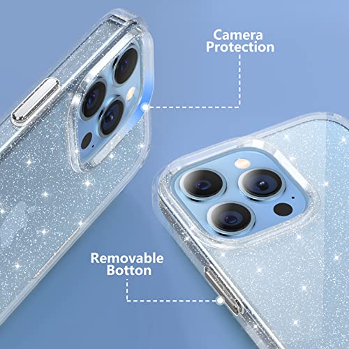 Compatible for iPhone 13 Pro Glitter Case Clear Crystal, Not Yellowing Shockproof Protection iPhone 13 Pro Glitter Case, Slim Thin Cover for Women & Girls 6.1P'', Sparkly Clear