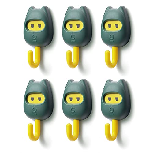 mogen886 Cute Cat Shape Wall Hooks,Plastic Creative Home Storage Utility Wall Decorations Hanger Holder for Hanging Hat Towel Backpacks Key Scarf Bags Green L