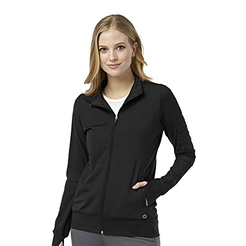 WonderWink Womens Women's Moto Jacket Medical Scrubs, Black, Large US