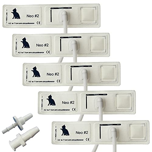 5 Pcs Veterinary Animal Blood Pressure Cuff,Disposable Pet Cat Sphygmomanometer Cuff Accessories - Fit Most Animal Monitor with 2 Kinds of Interfaces(#2 Cat)