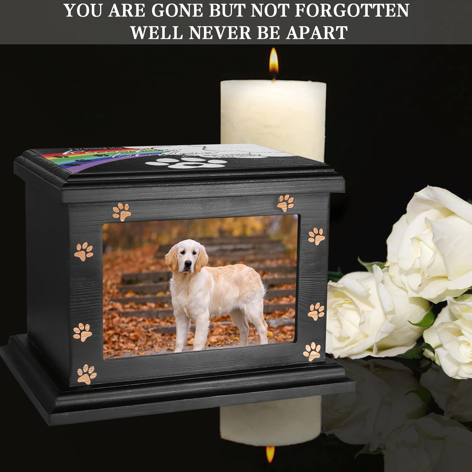 Large Wooden Funeral Pets Memorial Urns with Photo Frame, Ashes Keepsake Memory Box for Loss Pets, Casket Burial Urn