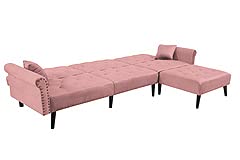 Convertible Sofa Bed Sleeper Pink Velvet