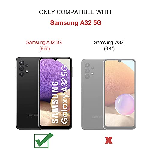 Defencase Samsung Galaxy A32 5G Case, Samsung A32 5G Wallet Case, Premium Durable PU Leather [Magnetic Flip] [Zipper Pocket] [Lanyard Strap Wristlet] [Card Holder] Phone Case for Galaxy A32 5G, Black