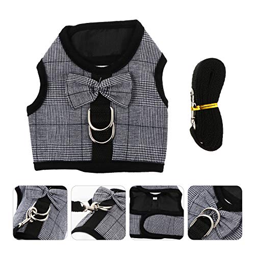 Cat Harness, Rabbit Harness with Leash Soft Mesh Vest Harness Clothes for Rabbit Ferret Bunny Kitten Guinea Pig Walking (S, Black)