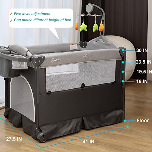 Zdolmy Baby Bedside Sleeper Bassinet, Portable Baby Bedside Crib, Adjustable Bed Side Bassinet, More Stable & Comfortable