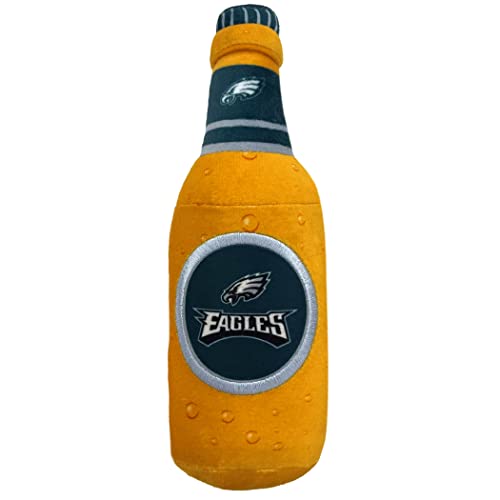 Pets First NFL Philadelphia Eagles Beer Bottle Plush Dog & CAT Squeak Toy - Cutest Stadium SODA Bottle Snack Plush Toy for Dogs & Cats with Inner Squeaker & Beautiful Football Team Name/Logo