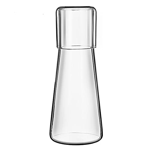 ZILJJ Clear Bedside Water Carafe Set with Tumbler Glass for Bedroom, Bedside Night Water Carafe Set with Glass, Mouthwash Decanter for Bathroom, Water Carafe with Cup for Nightstand (30 oz/850ml)