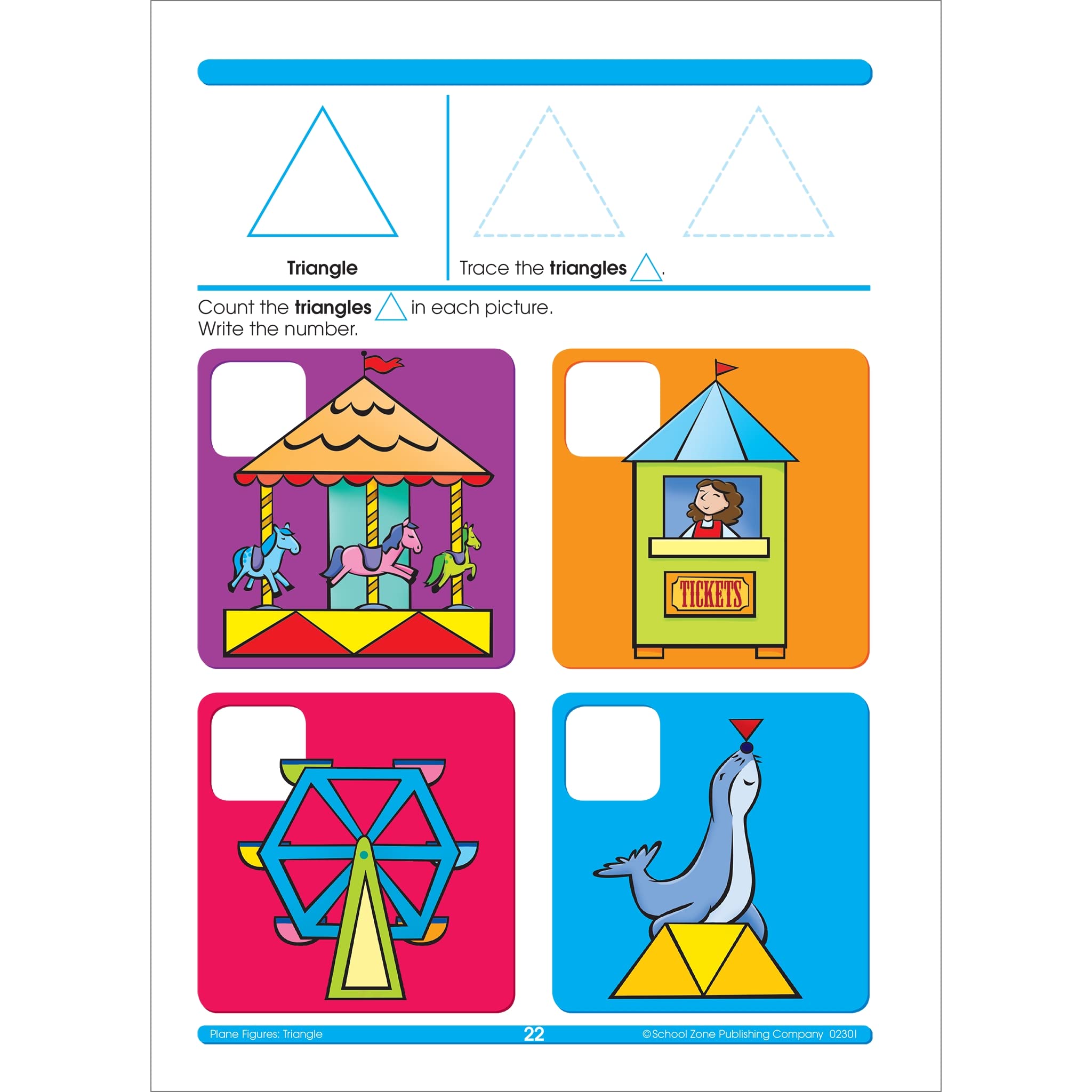 School Zone - Kindergarten Scholar Workbook - 64 Pages, Ages 5 to 6, Alphabet, Phonics, Shapes, Patterns, Counting, Addition & Subtraction, and More