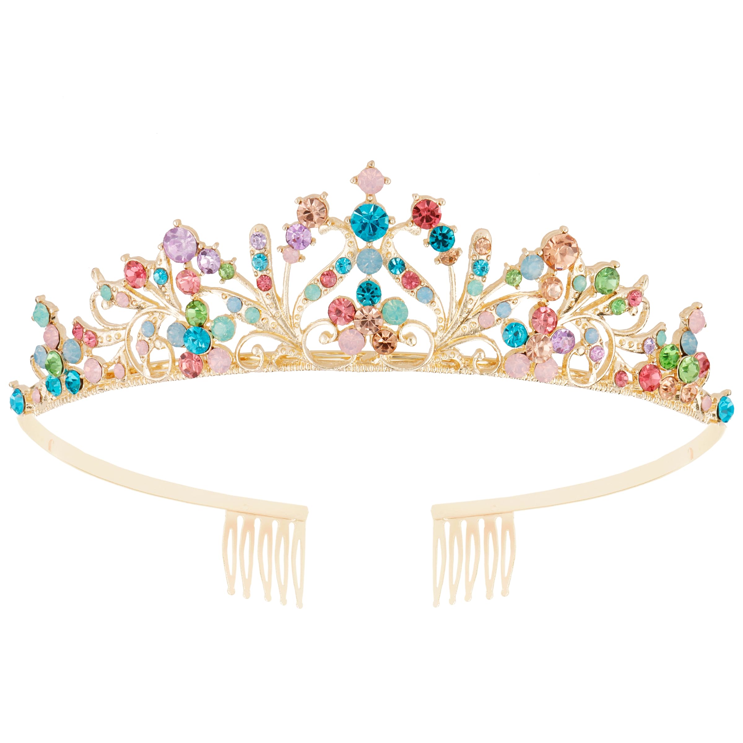 Vovii Tiaras for Girls Princess Crown Headband Birthday Queen Rhinestone Shiny Multicolor Tiara Princess Decoration for Party, Birthday, Halloween, Photo, Flower Girl, Gift, Christmas