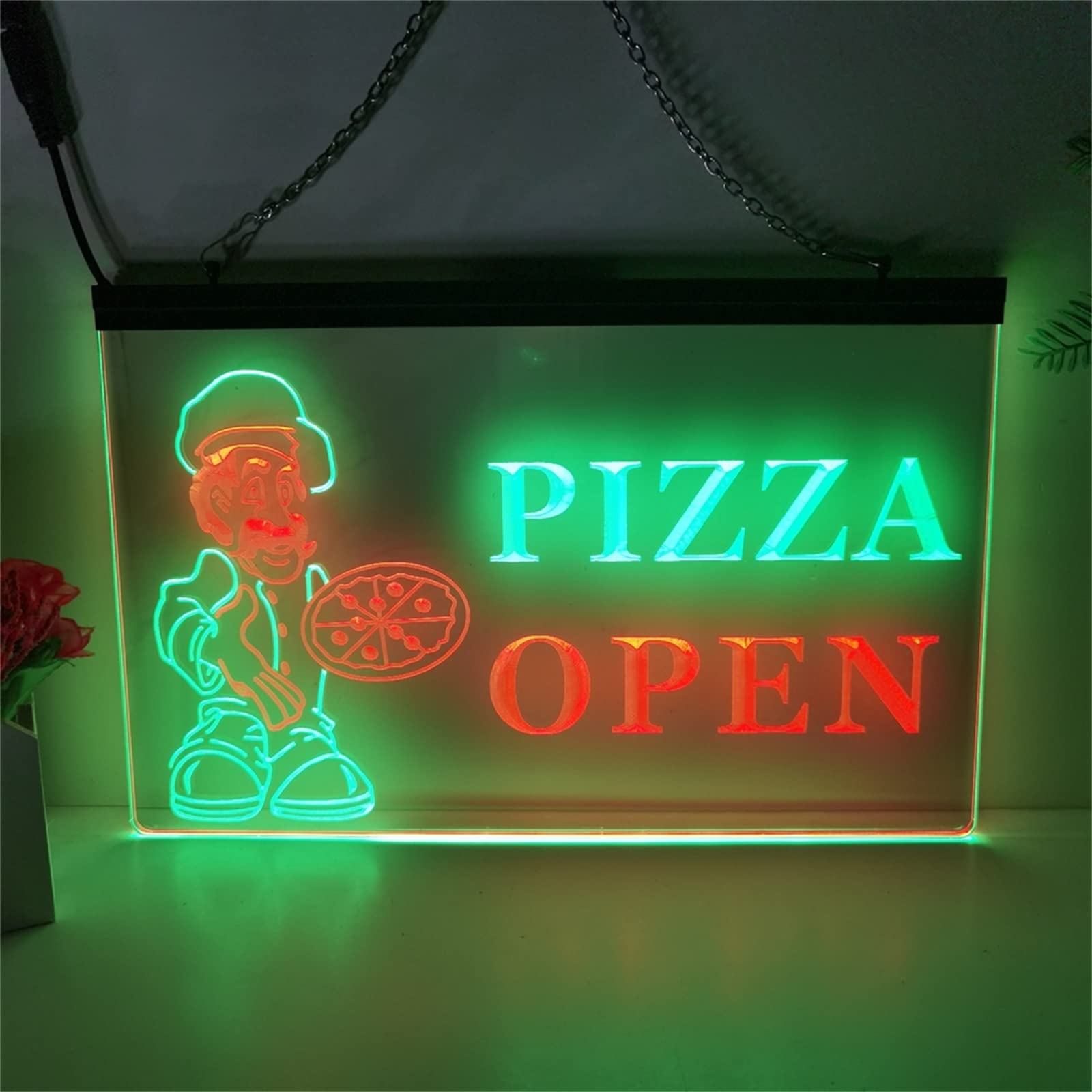 AALINE Pizza Neon Sign Pizza Open Signboard Luminous Sign Pizza Shop Led Neon Light Sign Pizza Noodle Restaurant Shop Decorations Holiday Party with Dimmable Switch,K,15.7"x11.8"