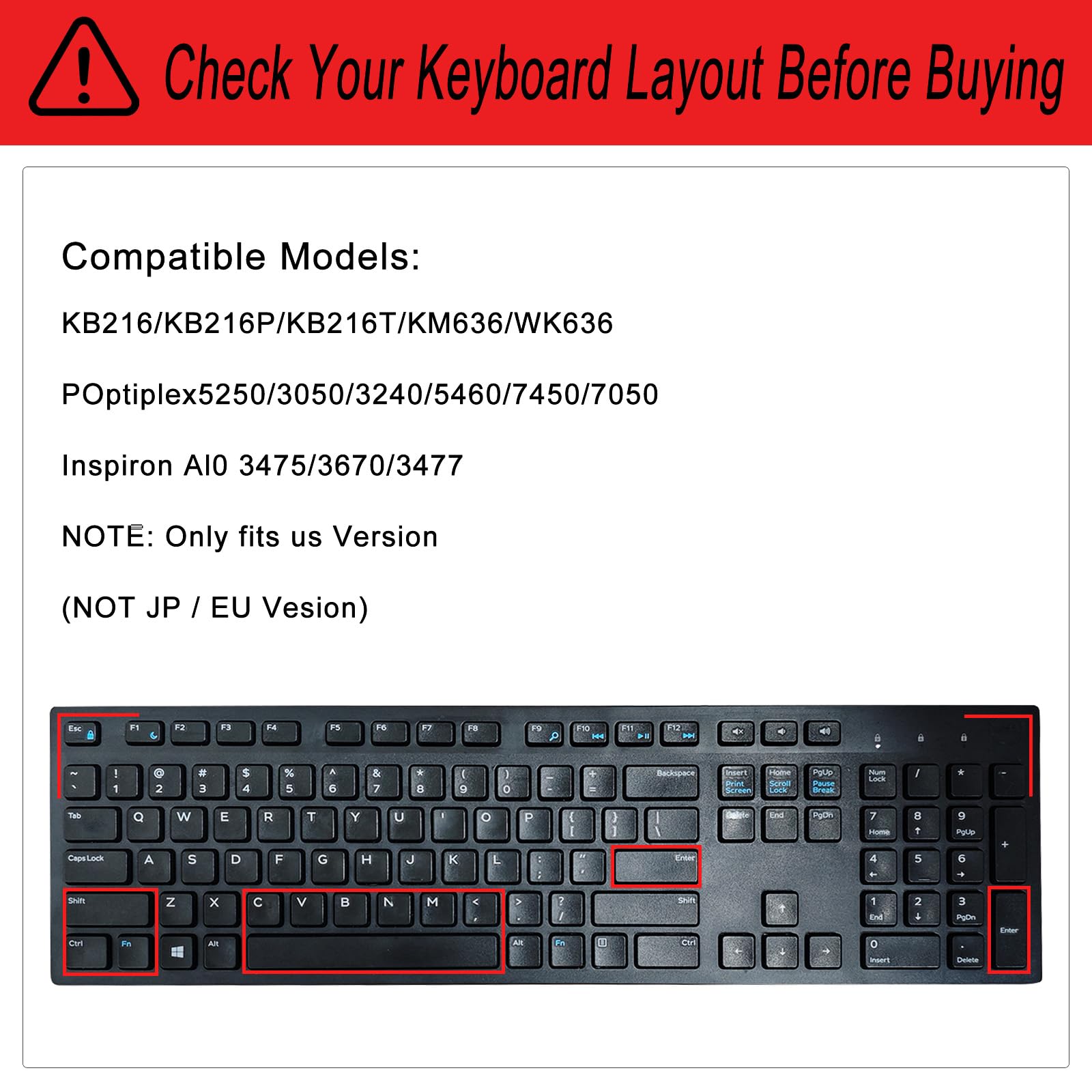 YongMai Keyboard Covers for Dell KM636 KB216 Wireless Wired Keyboards, Dell Optiplex 5250 3050 3240 5460 7450 7050/Dell Inspiron AIO 3475 3670 3477 Silicone Desktop Computer Keyboard Skins (Love Bear)