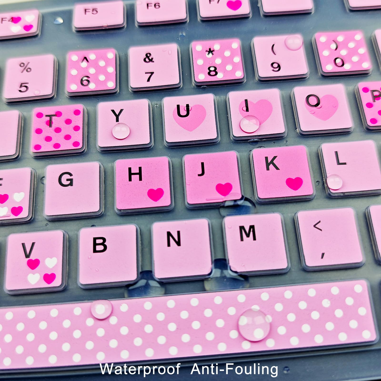 YongMai Keyboard Covers for Dell KM636 KB216 Wireless Wired Keyboards, Dell Optiplex 5250 3050 3240 5460 7450 7050/Dell Inspiron AIO 3475 3670 3477 Silicone Desktop Computer Keyboard Skins (Love Bear)