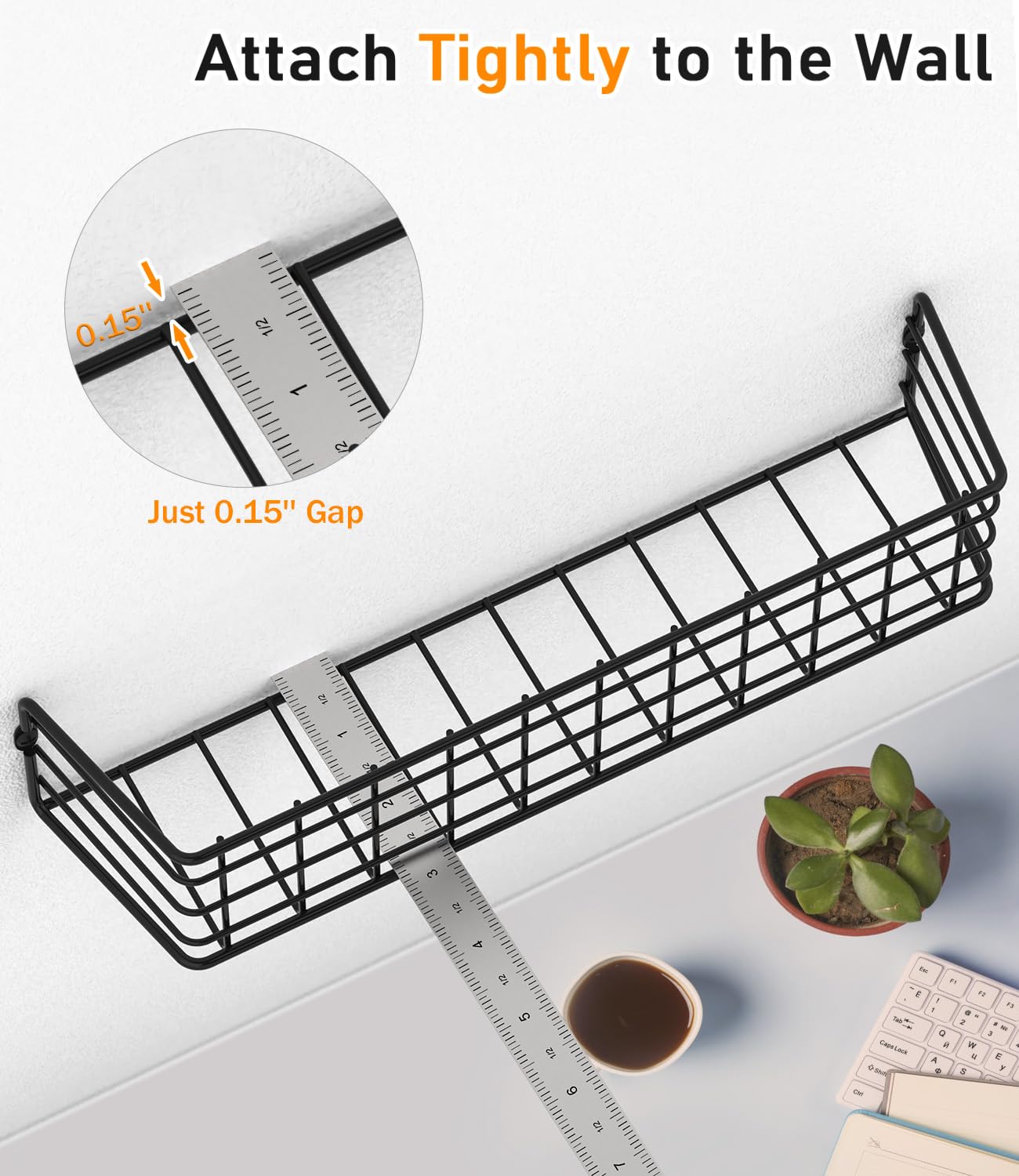 PrimZooty Kids Bookshelf - 2PACK, Black, 4.1" D x 16" W x 3.2" H, Metal Book Shelf for Wall, Versatile Floating Bookshelf for Nursery Toddler Classroom Bedroom, Kitchen, Pantry, Room Décor