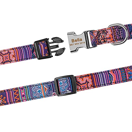 Moonpet Personalized Colorful Custom Dog Collar with Engraved ID Name and Phone Number Plate/Customized Dog Collars for Puppy Small Medium Large X-Large Boy Girl Dogs