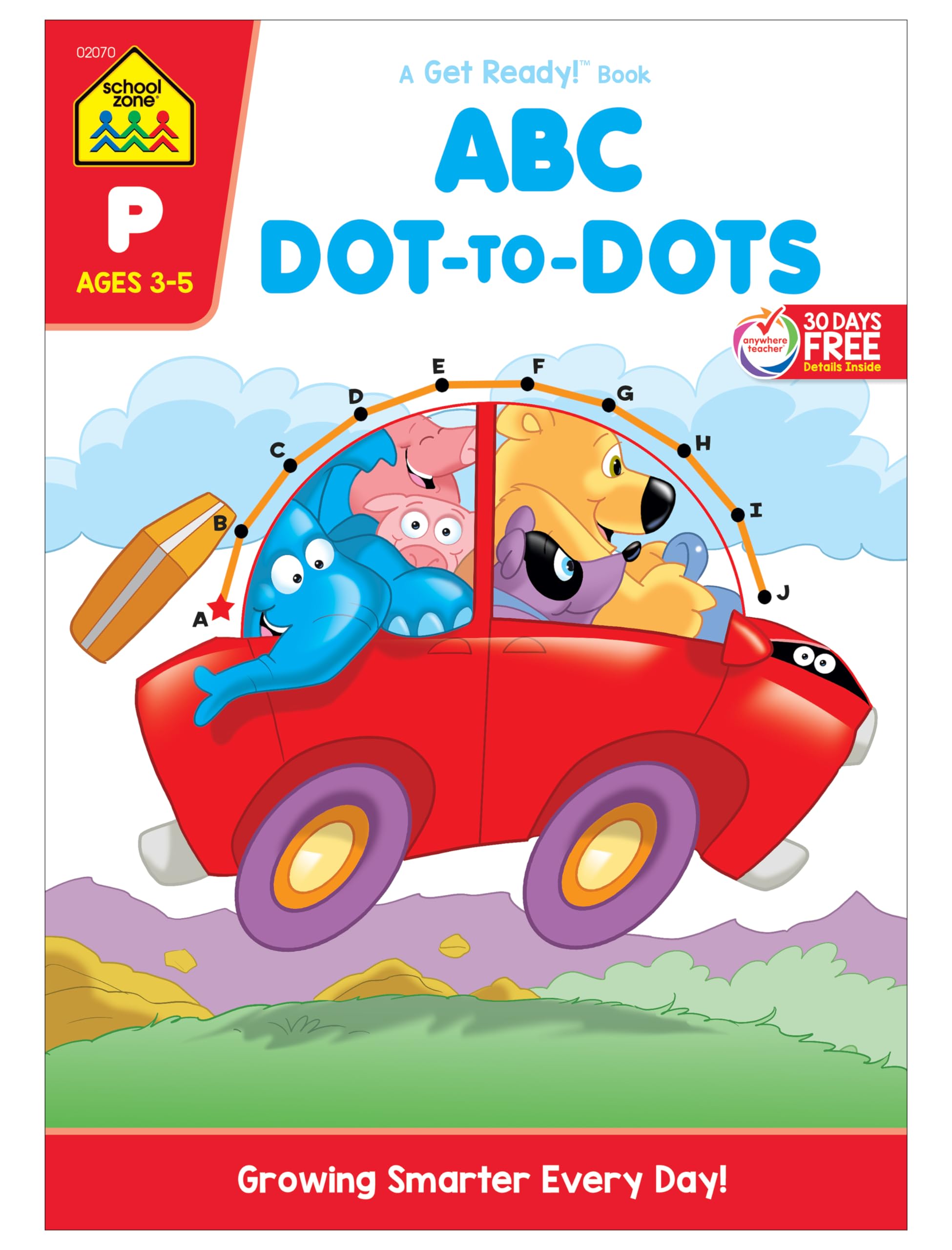 School Zone - ABC Dot-to-Dots Workbook - 32 Pages, Ages 3 to 5, Preschool, Kindergarten, Connect the Dots, Alphabet, Letter Puzzles, and More (School Zone Get Ready!™ Activity Book Series)