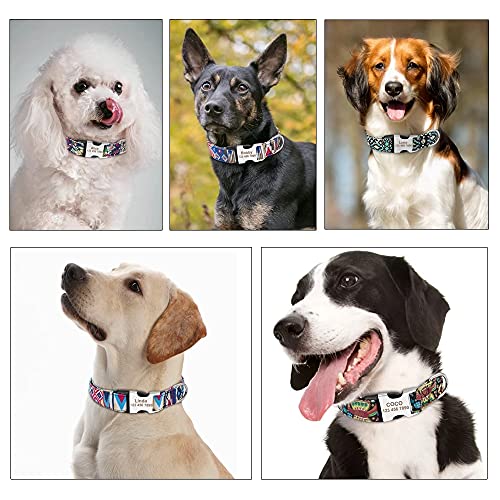 Moonpet Personalized Colorful Custom Dog Collar with Engraved ID Name and Phone Number Plate/Customized Dog Collars for Puppy Small Medium Large X-Large Boy Girl Dogs