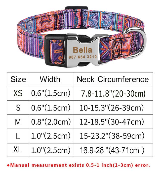 Moonpet Personalized Colorful Custom Dog Collar with Engraved ID Name and Phone Number Plate/Customized Dog Collars for Puppy Small Medium Large X-Large Boy Girl Dogs