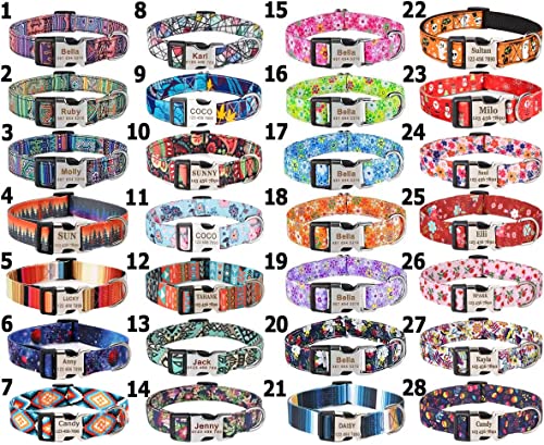 Moonpet Personalized Colorful Custom Dog Collar with Engraved ID Name and Phone Number Plate/Customized Dog Collars for Puppy Small Medium Large X-Large Boy Girl Dogs