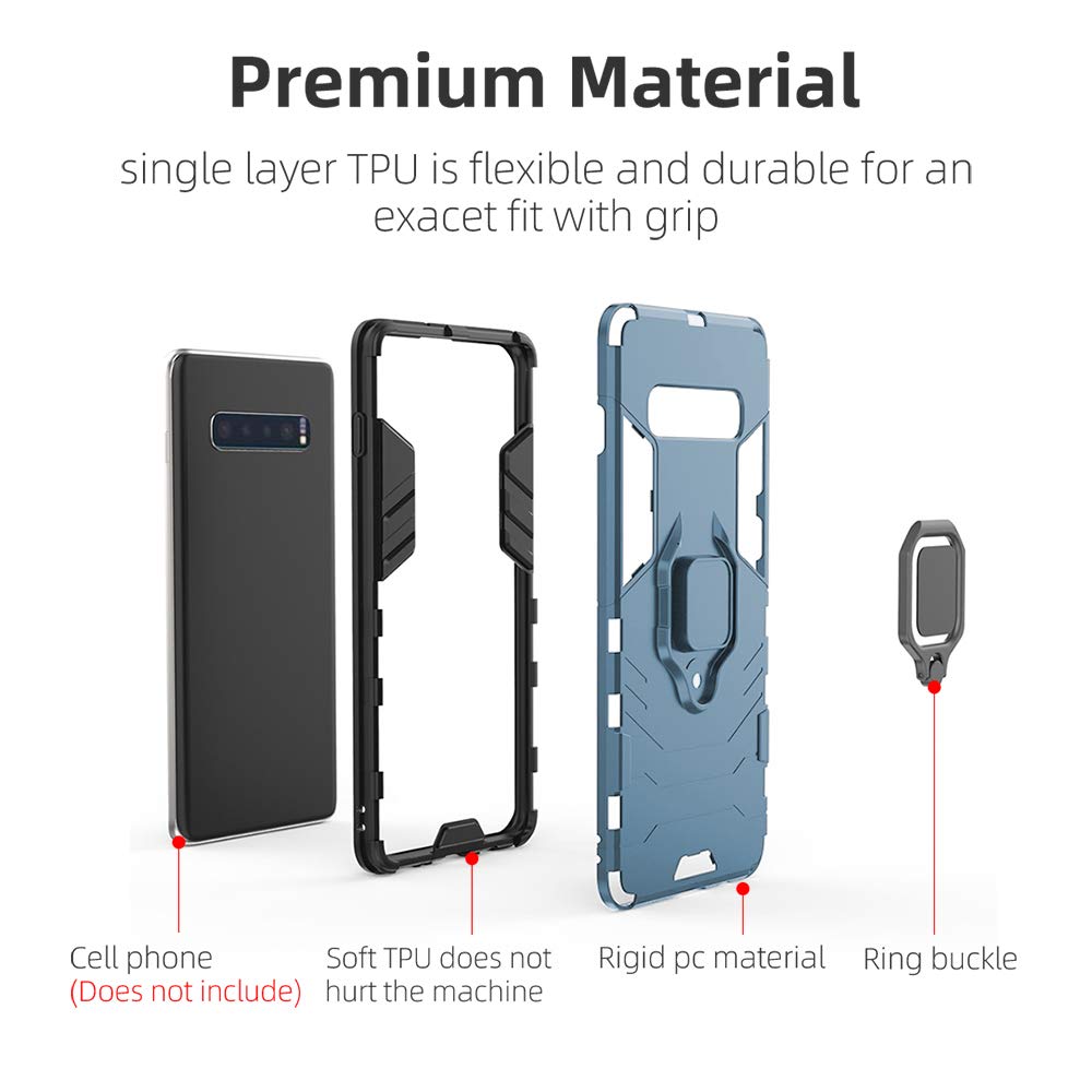 AKABEILA Case for Samsung Galaxy S9 Plus Shockproof Silicone Phone Case Heavy Duty Full Body Armour Dual Layer Protective Cover with Finger Ring Kickstand [Support Magnetic Car Mount] Blue