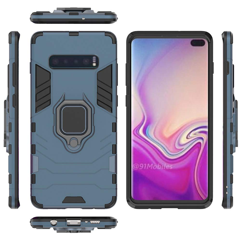 AKABEILA Case for Samsung Galaxy S9 Plus Shockproof Silicone Phone Case Heavy Duty Full Body Armour Dual Layer Protective Cover with Finger Ring Kickstand [Support Magnetic Car Mount] Blue