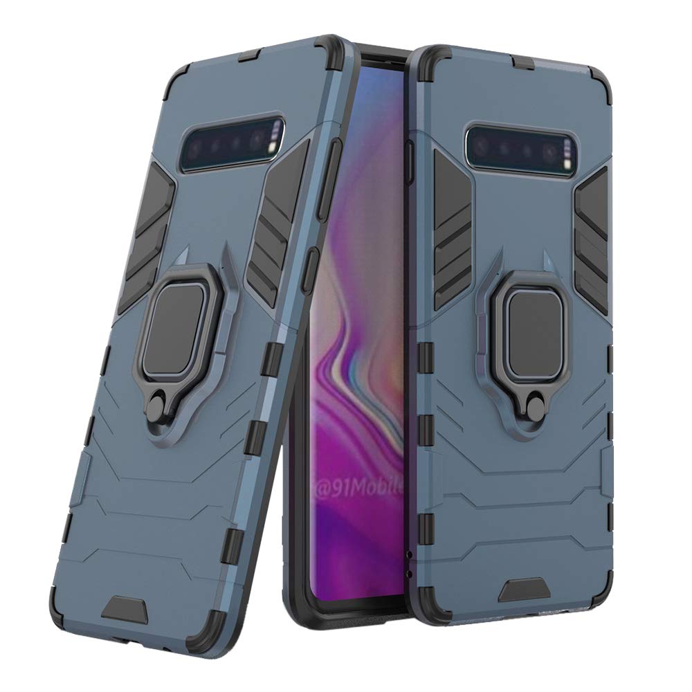 AKABEILA Case for Samsung Galaxy S9 Plus Shockproof Silicone Phone Case Heavy Duty Full Body Armour Dual Layer Protective Cover with Finger Ring Kickstand [Support Magnetic Car Mount] Blue