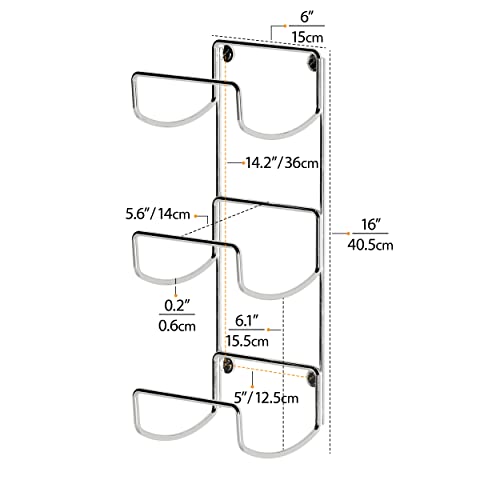 Wallniture Boto Bathroom Towel Rack Wall Mounted Bathroom Organizer, Bath Towel & Hand Towel Holder, 3 Sectional Bathroom Storage Rack Chrome Straight Shape
