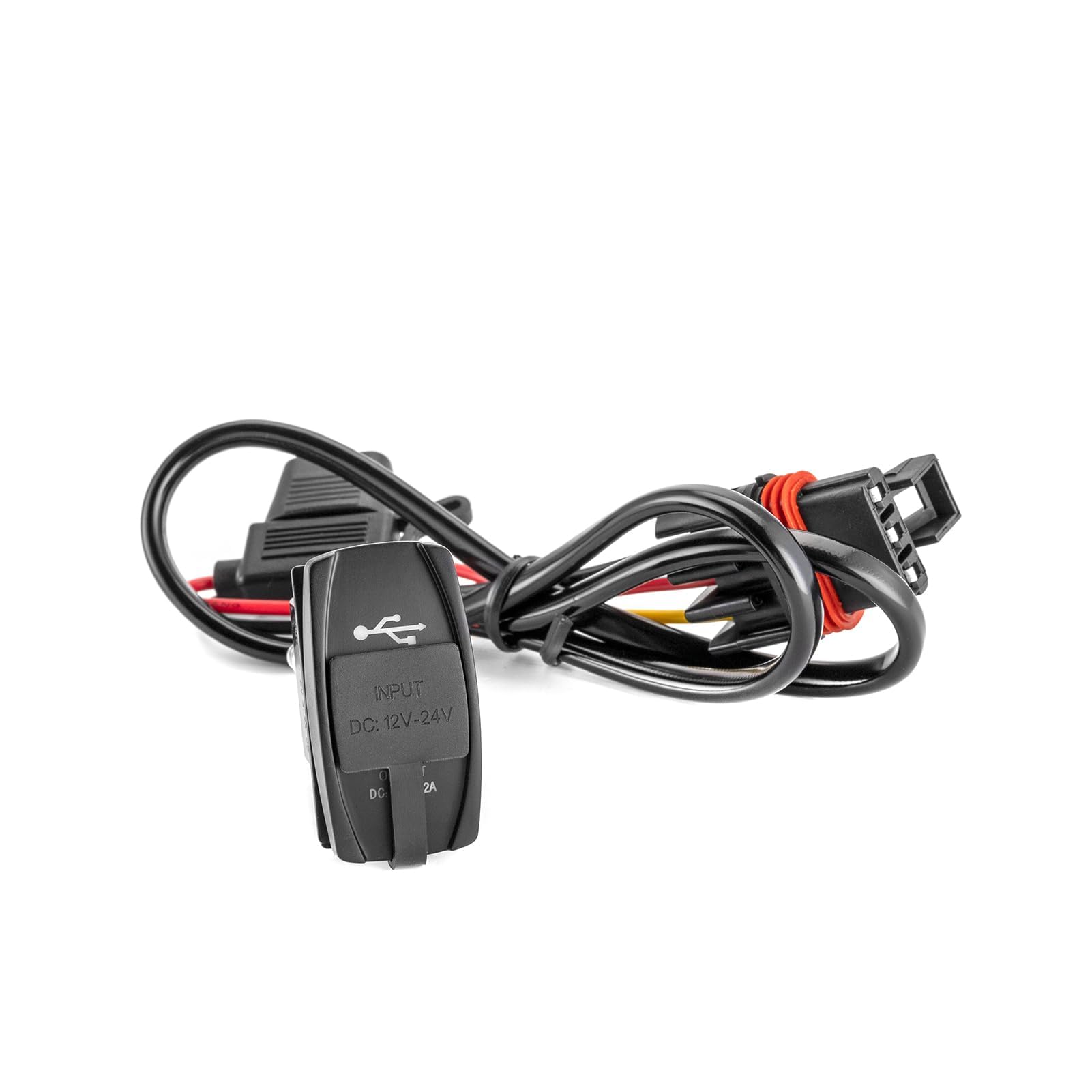 WeiSen Plug & Play Dual USB 4.2A Charger, Rocker Switch Style 18 AWG 12V/24V Fast Charge with Pulse Power Bar Plug Connector Compatible with Polaris RZR Ranger General Pulse Bus Bar