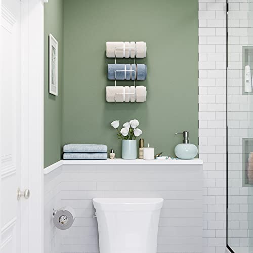 Wallniture Boto Bathroom Towel Rack Wall Mounted Bathroom Organizer, Bath Towel & Hand Towel Holder, 3 Sectional Bathroom Storage Rack Chrome Straight Shape