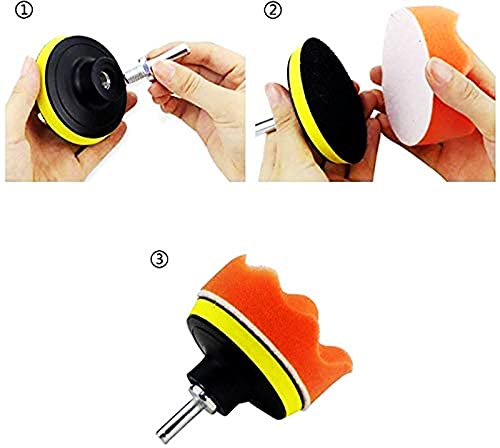 TPE Car Foam Drill Polishing Pad, Sponge and Wool Polishing Pad Set 7 PCS 5 Inch Buffing Polishing Pads Kit Polishing Pad Kit with Buffing Wheel for Drill with M14 Drill Adapter (5" 7pc)
