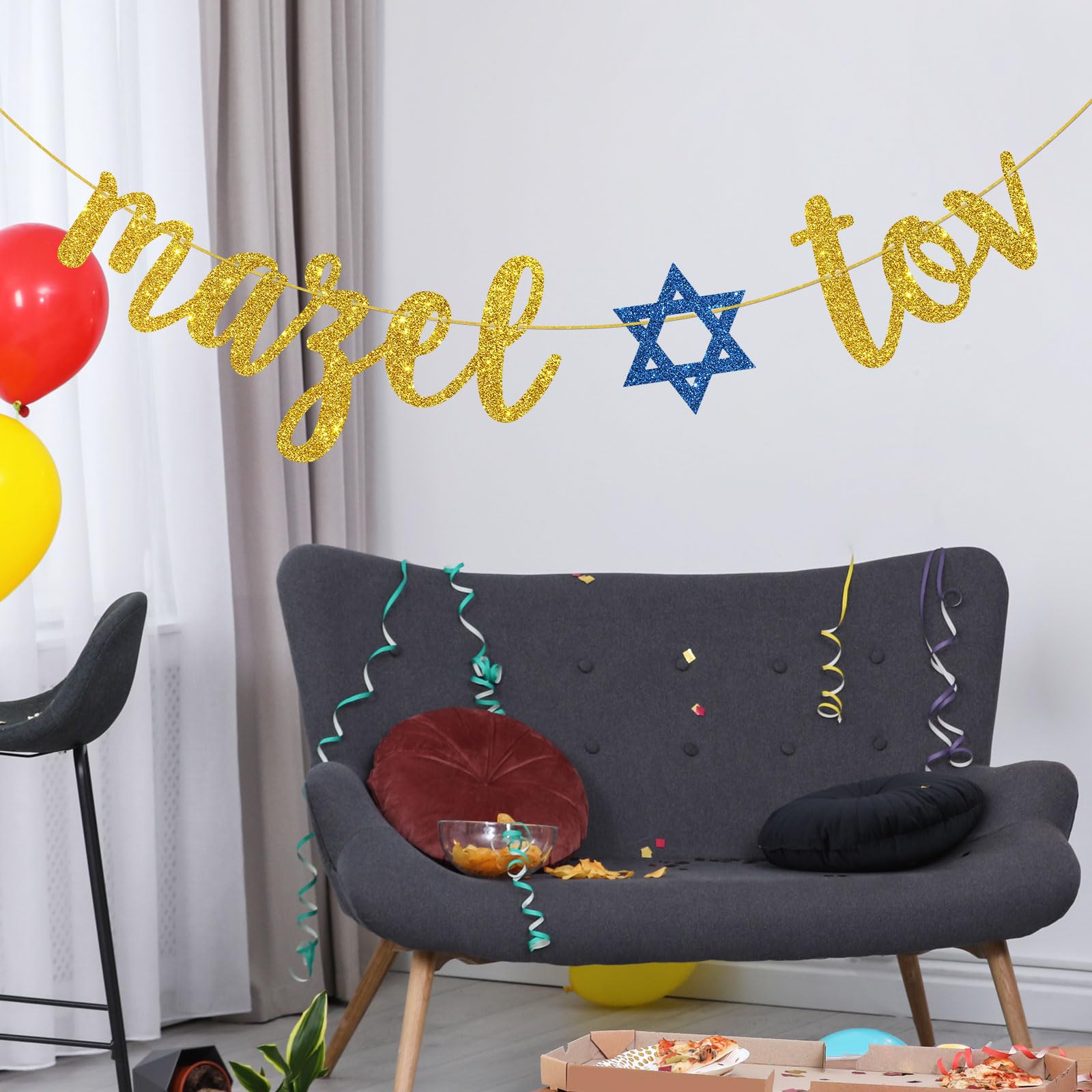 Helewilk Mazel Tov Banner, Bar Mitzvah/Jewish Decoration/Engagement/Wedding Party Decoration