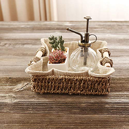 YIREAUD Water Hyacinth Storage Baskets,Hand-Woven Storage Baskets With Wooden Handles,Water Hyacinth Wicker Baskets for Organizing,Trapezoid Decorative Baskets