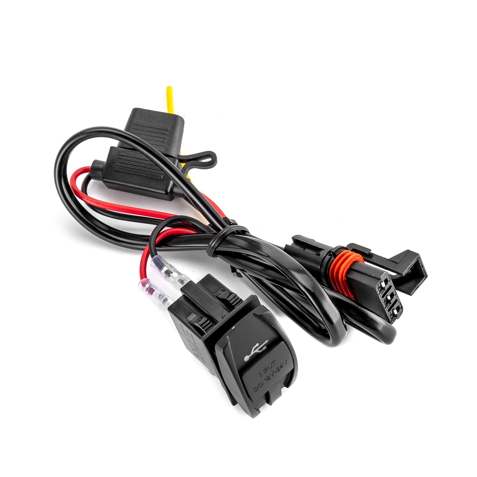 WeiSen Plug & Play Dual USB 4.2A Charger, Rocker Switch Style 18 AWG 12V/24V Fast Charge with Pulse Power Bar Plug Connector Compatible with Polaris RZR Ranger General Pulse Bus Bar