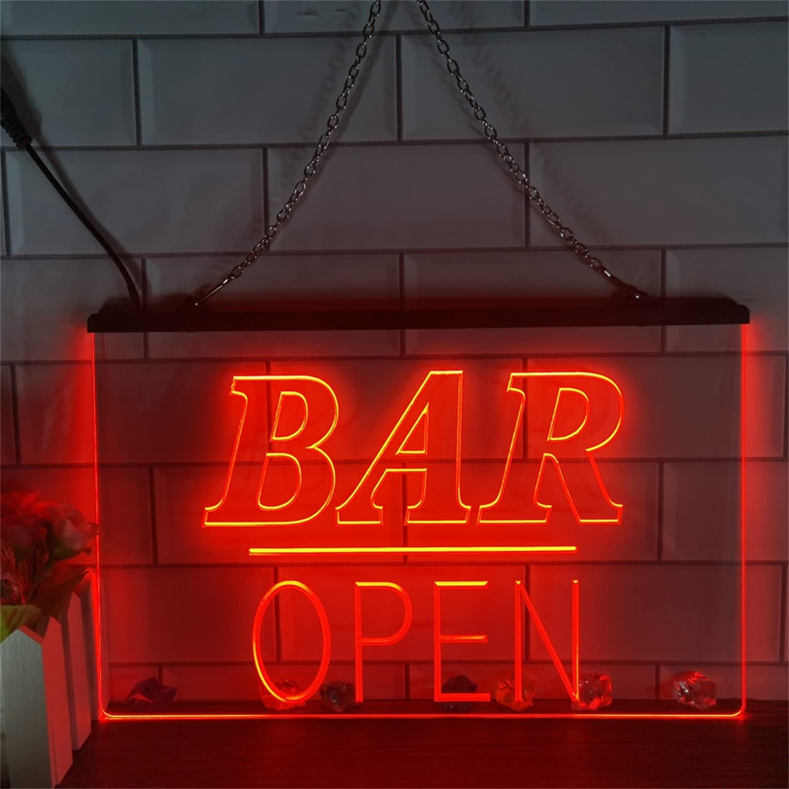 AALINE Bar Open Neon Sign Home Bar Decor LED Neon Sign bar Open Sign Shop Bar Club Pub Sign Bar Open Sign Party Decor with Dimmable Switch,Red,15.7"x11.8"