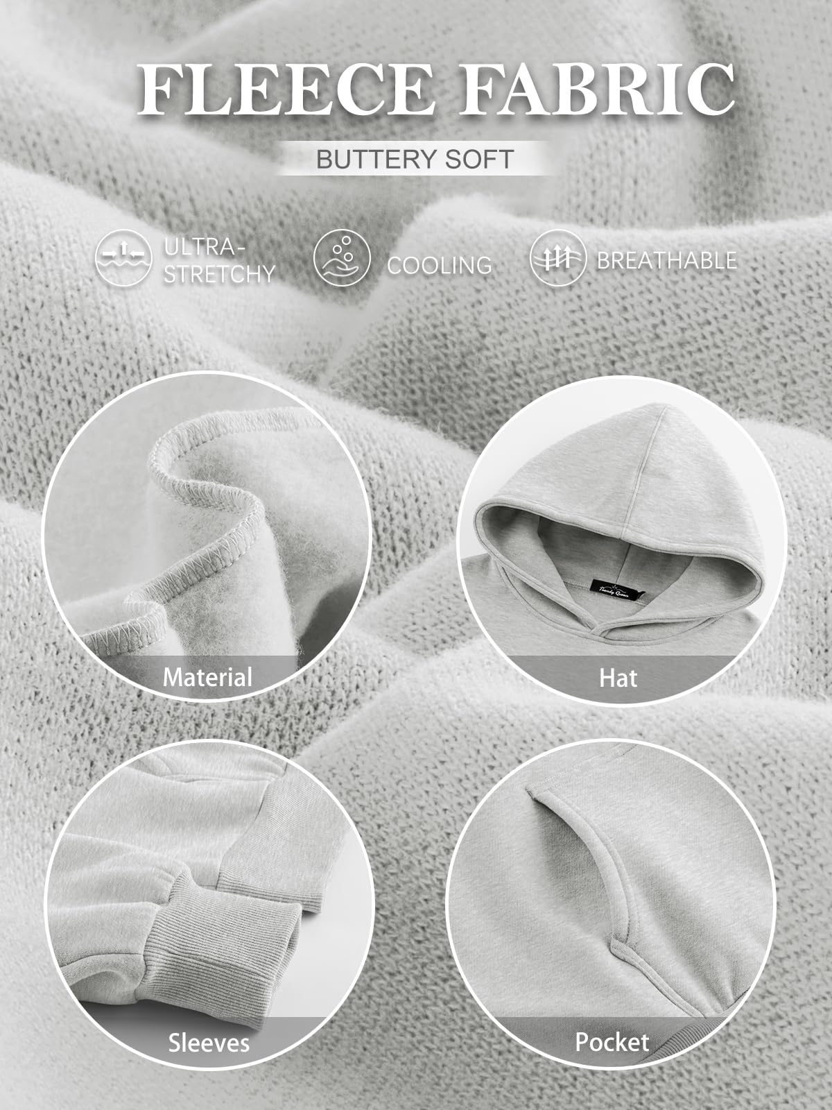 Trendy Queen Womens Oversized Hoodies Fleece Sweatshirts Long Sleeve Sweaters Pullover Fall Outfits Winter Clothes Grey L