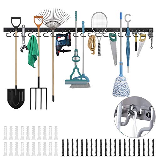 TORACK Bike Storage Rack, 6 Bike Rack Wall Mount Home and Garage Organizer, 64 Inch Garage Hooks Tool Organizer, Adjustable Wall Mounted Garage Hanger Storage System