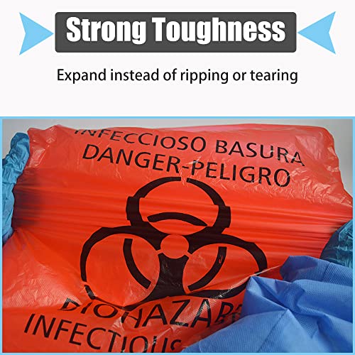 Daarcin Red Biohazard Waste Bags,20pcs 16.5x20in/42x51cm Medical Action Infectious Waste Bag With Hazard Symbol Disposable Hazardous