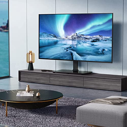 PERLESMITH Swivel Universal TV Stand for 37-65, 70 inch LCD OLED Flat/Curved Screen TVs-Height Adjustable Table Top Center TV Stand with Wire Management, VESA 600x400mm up to 88lbs