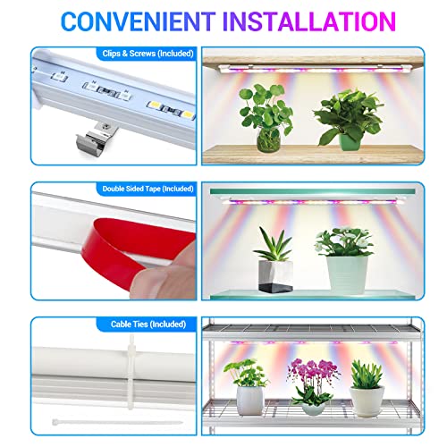 LED Grow Lights Strips for Indoor Plants, 3 Working Modes & 10 Dimmable Levels Plant Lights with Auto Cycle Timer 3/9/12Hrs, 36W Full Spectrum DIY Growing Lamps for Seedings Hydroponics, 6 Strips