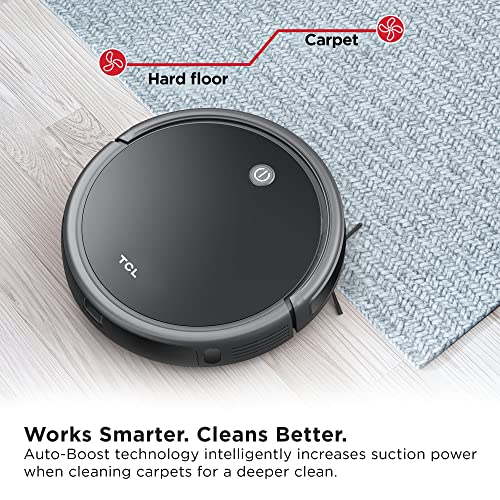 TCL Sweeva 2000 Robot Vacuum Cleaner Ultra Slim 2.76inch, 2000Pa Suction for Pet Hair, Hard Floor & Medium-Pile Carpets, 150mins Runtime, Washable Filter, WiFi & Alexa/Google Enabled