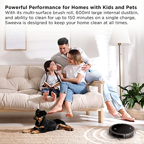 TCL Sweeva 2000 Robot Vacuum Cleaner Ultra Slim 2.76inch, 2000Pa Suction for Pet Hair, Hard Floor & Medium-Pile Carpets, 150mins Runtime, Washable Filter, WiFi & Alexa/Google Enabled
