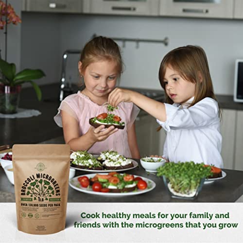 Broccoli Sprouting & Microgreens Seeds - Non-GMO, Heirloom Sprout Seeds Kit in Bulk 1lb Resealable Bag for Planting & Growing Microgreens in Soil, Coconut Coir, Garden, Aerogarden & Hydroponic System.