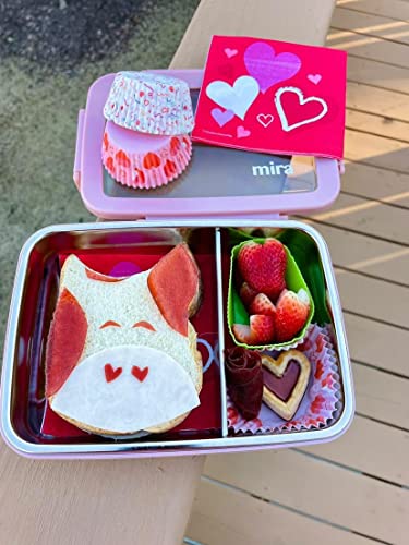 Mira 18/8 Stainless Steel Bento Lunch Box with Divider for Sandwich and Sides - Food Container for Adults - Fits in Lunch Box & Backpack, Sherbet