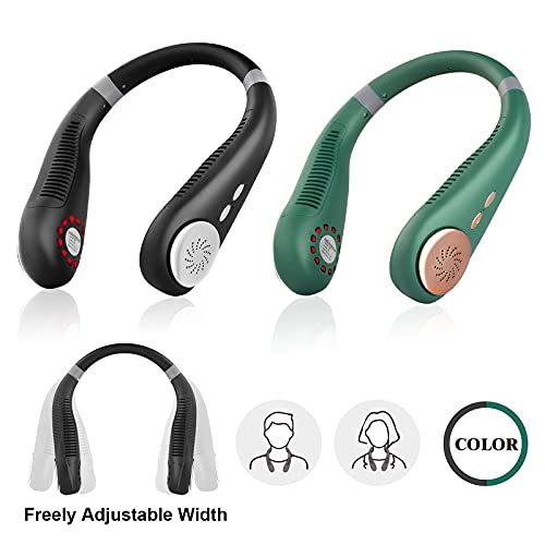 RDF Personal Neck Fan,Bladeless Rechargeable USB Powered Fan,Adjustable Strong Cooling Wind with Light(Green)