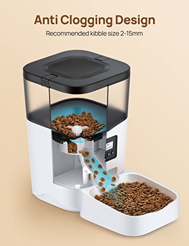 Ymiko Automatic Cat Feeder, Cat Food Dispenser with Voice Recorder, Timed Small Pet Feeder with Programmable Timer, 1-4 Meals Per Day, 3L/12.7 Cups Capacity
