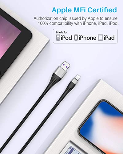 Apple MFi Certified iPhone Charger Cable 10ft, 2Pack Long Lightning Cable 10 Foot, High Fast/Data Sync 10 Feet Apple Charging Cable Cord for Apple iPhone 13/12/11 Pro/11/XS MAX/XR/8/7/6s/6/Plus/5,iPad