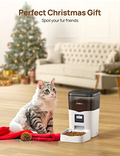 Ymiko Automatic Cat Feeder, Cat Food Dispenser with Voice Recorder, Timed Small Pet Feeder with Programmable Timer, 1-4 Meals Per Day, 3L/12.7 Cups Capacity